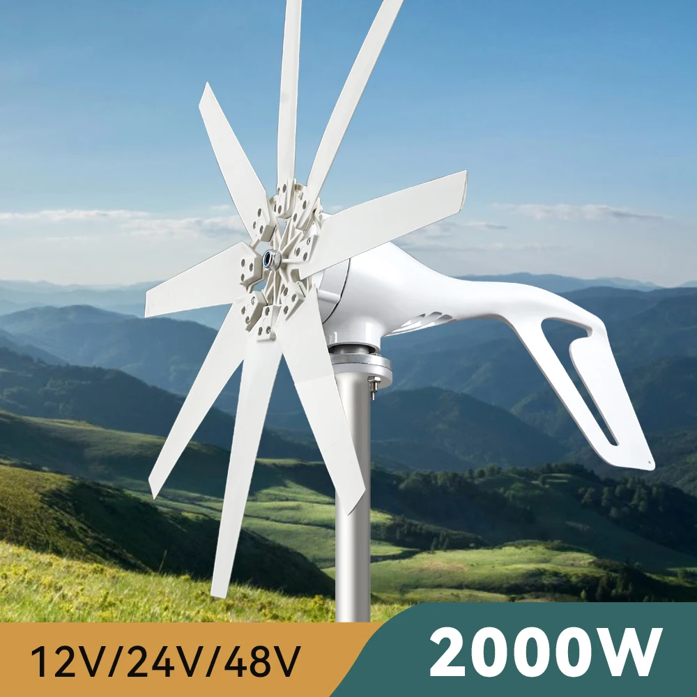2000w-Domestic-Dynamo-Wind-Energy-Generator-8-Blades-12v-24v-48v-With ...