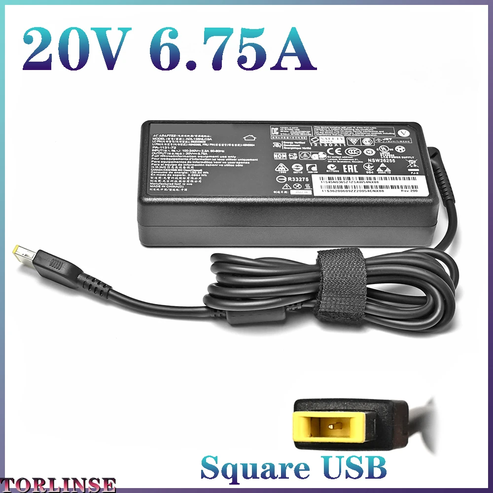 Adaptador do portátil 135W 20V 6.75A USB Carregador para Notebook Lenovo T440p Y50 70 R720 Y700 ...