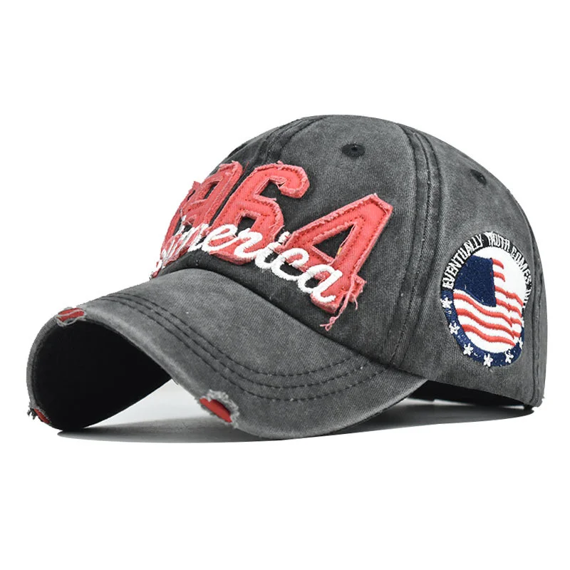 1964-America-Embroidery-Label-Distressed-Baseball-Caps-With-Patch-Denim ...