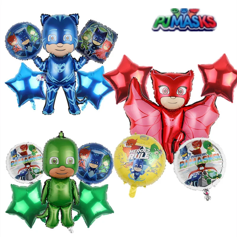 5PCS Pajamas Little Hero Aluminum Film Balloon Set Cartoon Anime Mask ...