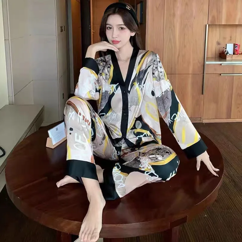 Pajama-Women-s-Silk-Set-Home-Clothing-Spring-and-Autumn-Style-Set-V ...