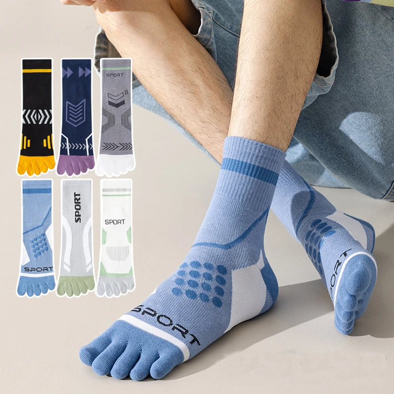 1-or-5-Pairs-Men-Toe-Short-Socks-Sport-Gym-Compression-Crew-Socks ...