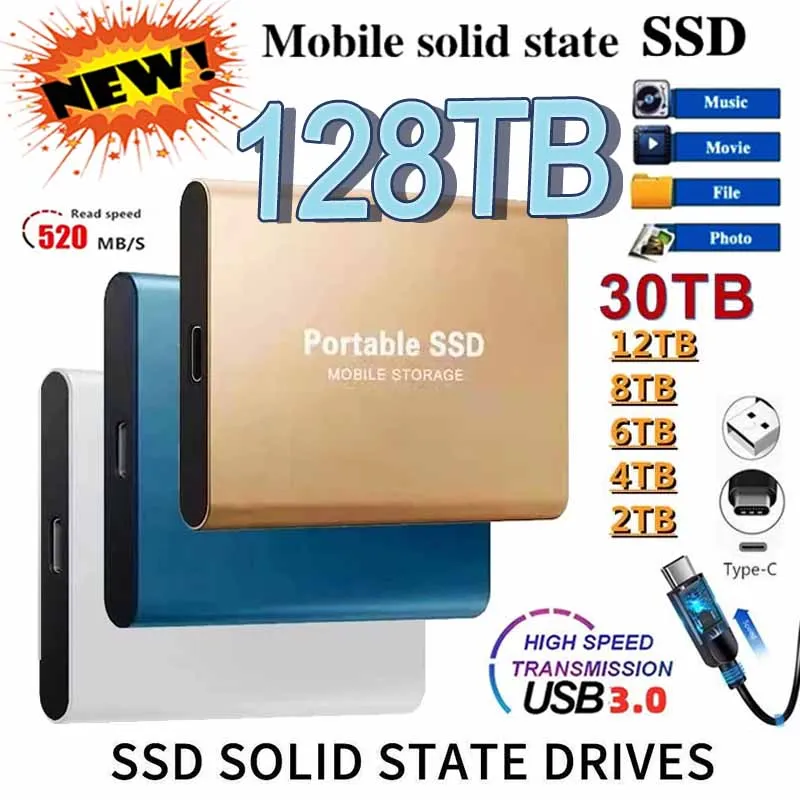 100% 오리지널 SSD 하드 디스크, 노트북 휴대폰용 휴대용 전자 제품, 1TB, 2TB, 500GB, 128TB| | - AliExpress