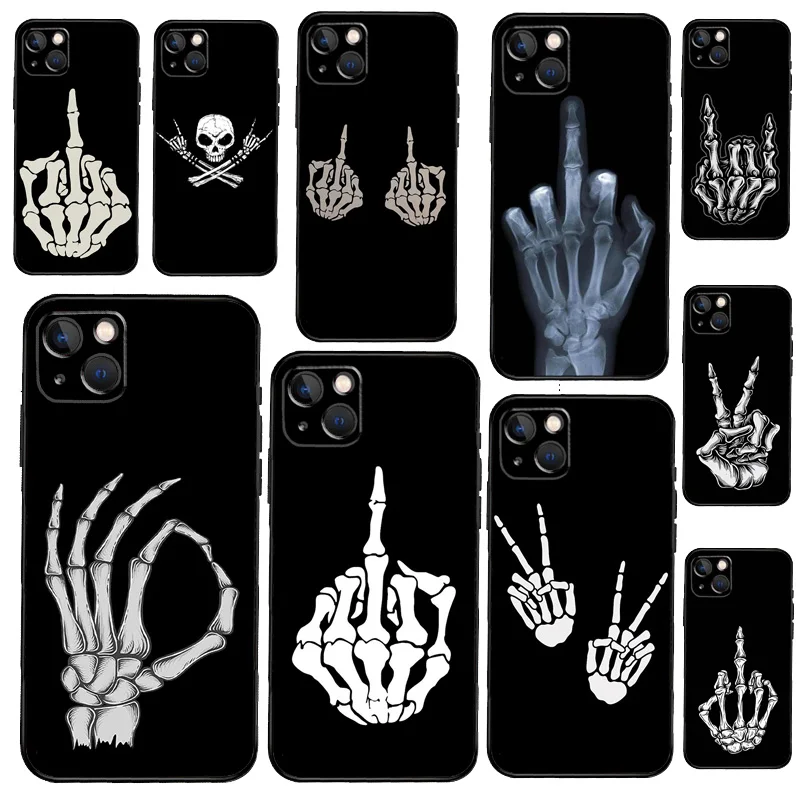 Skeleton-Middle-Finger-Phone-Case-For-iPhone-13-12-Mini-11-14-15-16-Pro ...