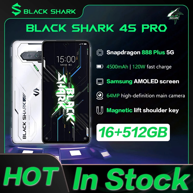 원래 검은 상어 4S Pro 16GB 512GB 5G 게임 전화 6.67 "144Hz AMOLED 금어초 888 플러스 120W 플래시 충전 휴대 전화|휴대 전화 ...