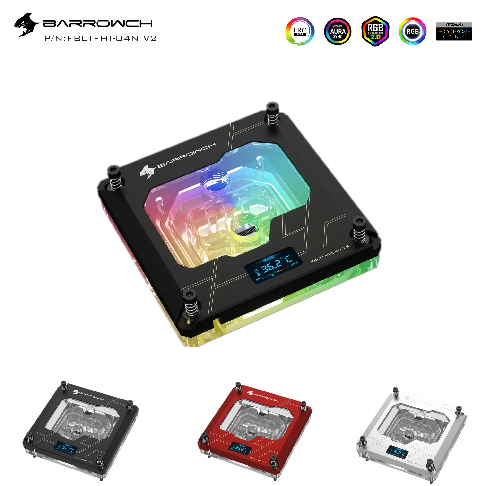 Barrowch CPU Water Block Display Digital Para LGA 1700 115X X99 X299 ...