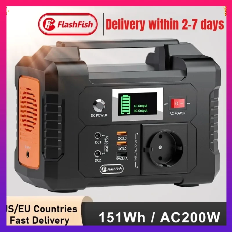 Powerstation Portable Power Station 200W Solar Generator 151WH Battery ...