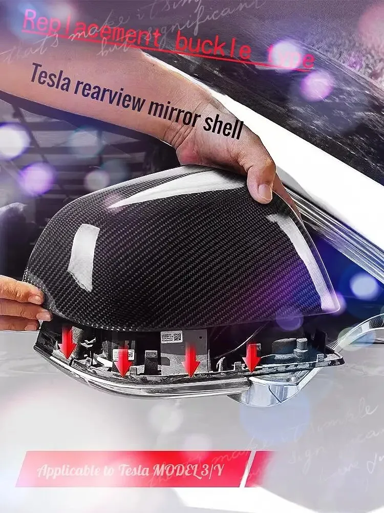 Tesla-Model-3-Y-Snap-on-Mirror-Retrofit-Protective-Cover-Real-Carbon ...