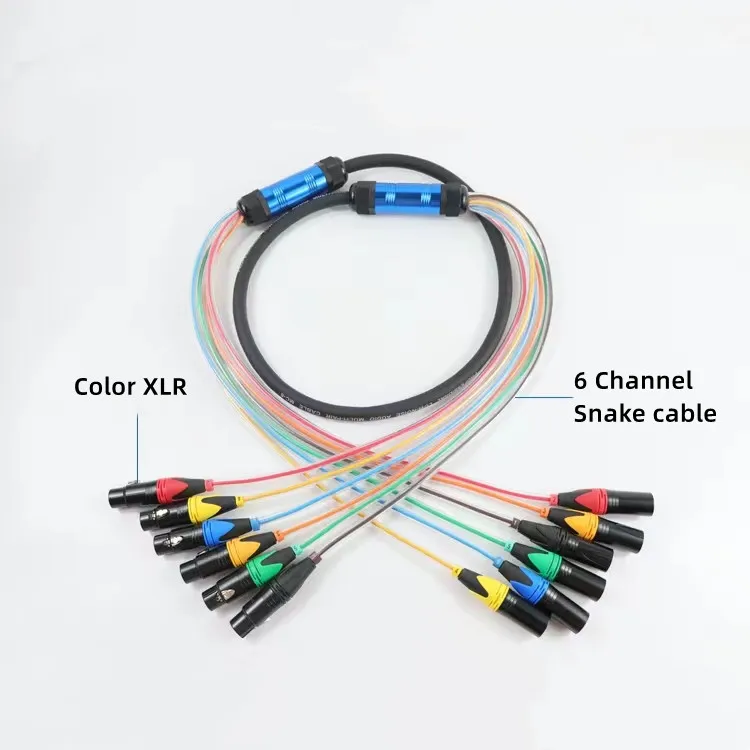 Audio NEW 6 CHANNEL SNAKE CABLE XLR Female/Male 6 Pairs Male to Female ...