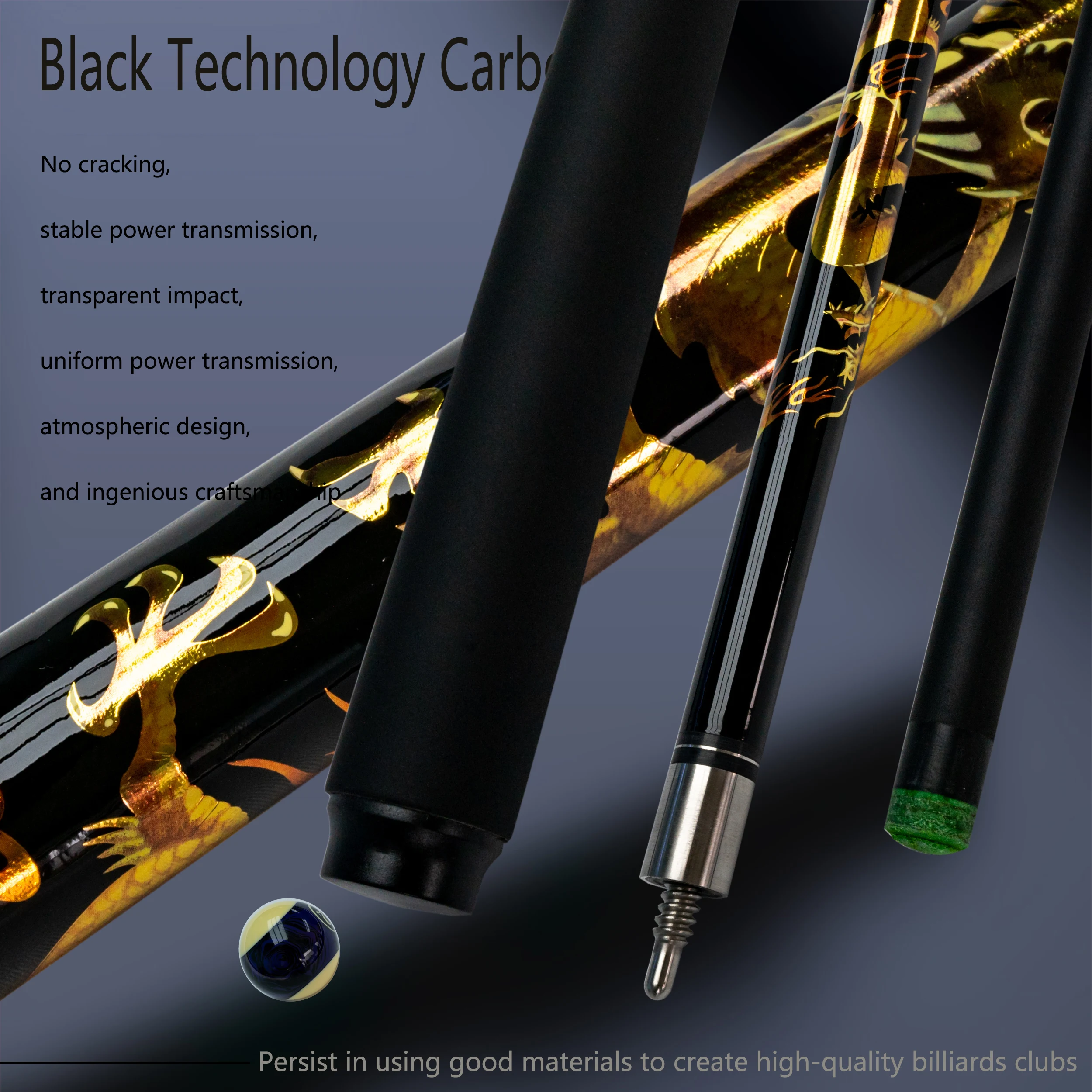 Professional-Carbon-Billiard-Cue-with-Dragon-Design-for-9-Ball-and ...