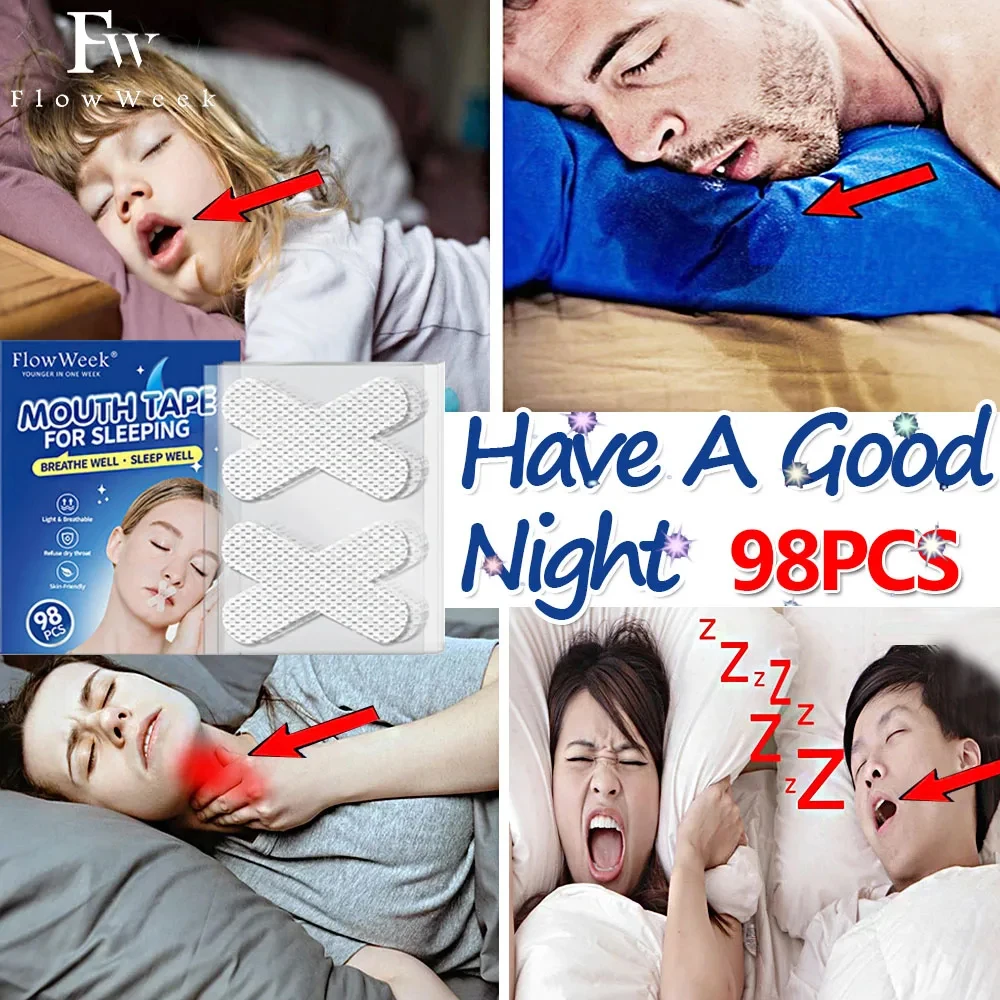 98Pcs Anti-Snoring Mouth tape Night Sleep Comfortable Lip Nose ...
