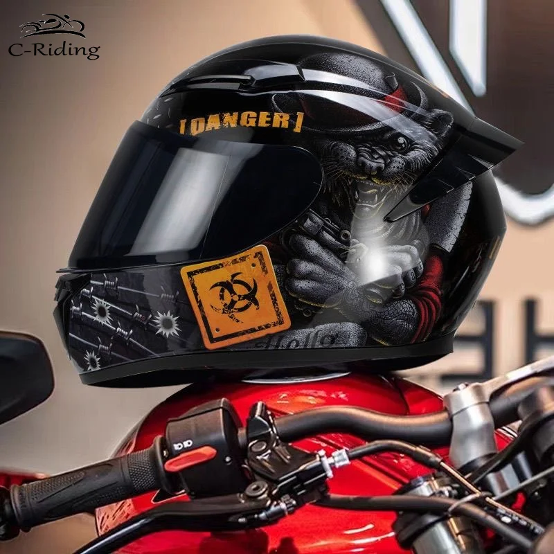 Classic Cat Killer Safety Motorcycle Helmet Racing Full Helmet Headgear ...