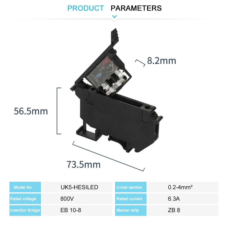 Din Rail Terminal Block 10 Pack UK2.5B Rail Mount Fuse Holder Screw ...