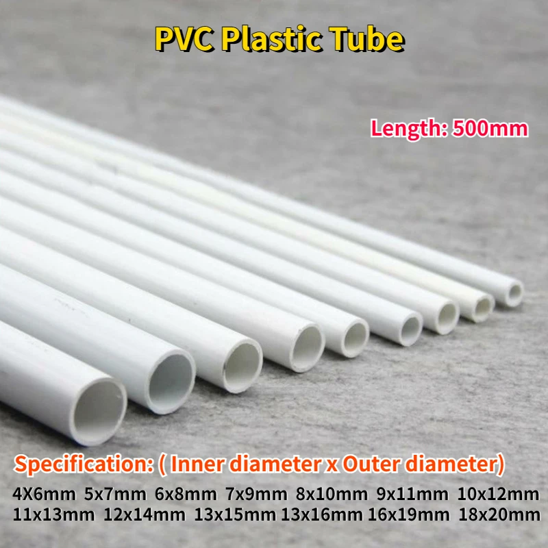 2Pcs-L-nge-500mm-Wei-PVC-Kunststoff-Rohr-OD-6-20mm-D-nne-Harte-Rohr ...