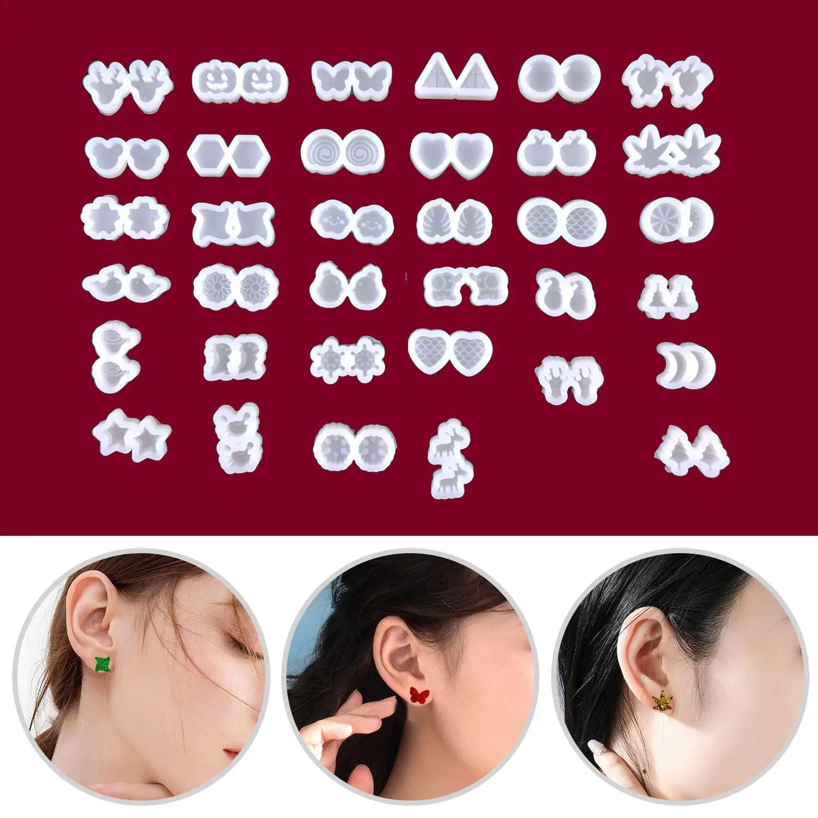 Cute-Ear-Studs-Resin-Molds-DIY-Mini-Heart-Shaped-Animal-Ear-Stud ...
