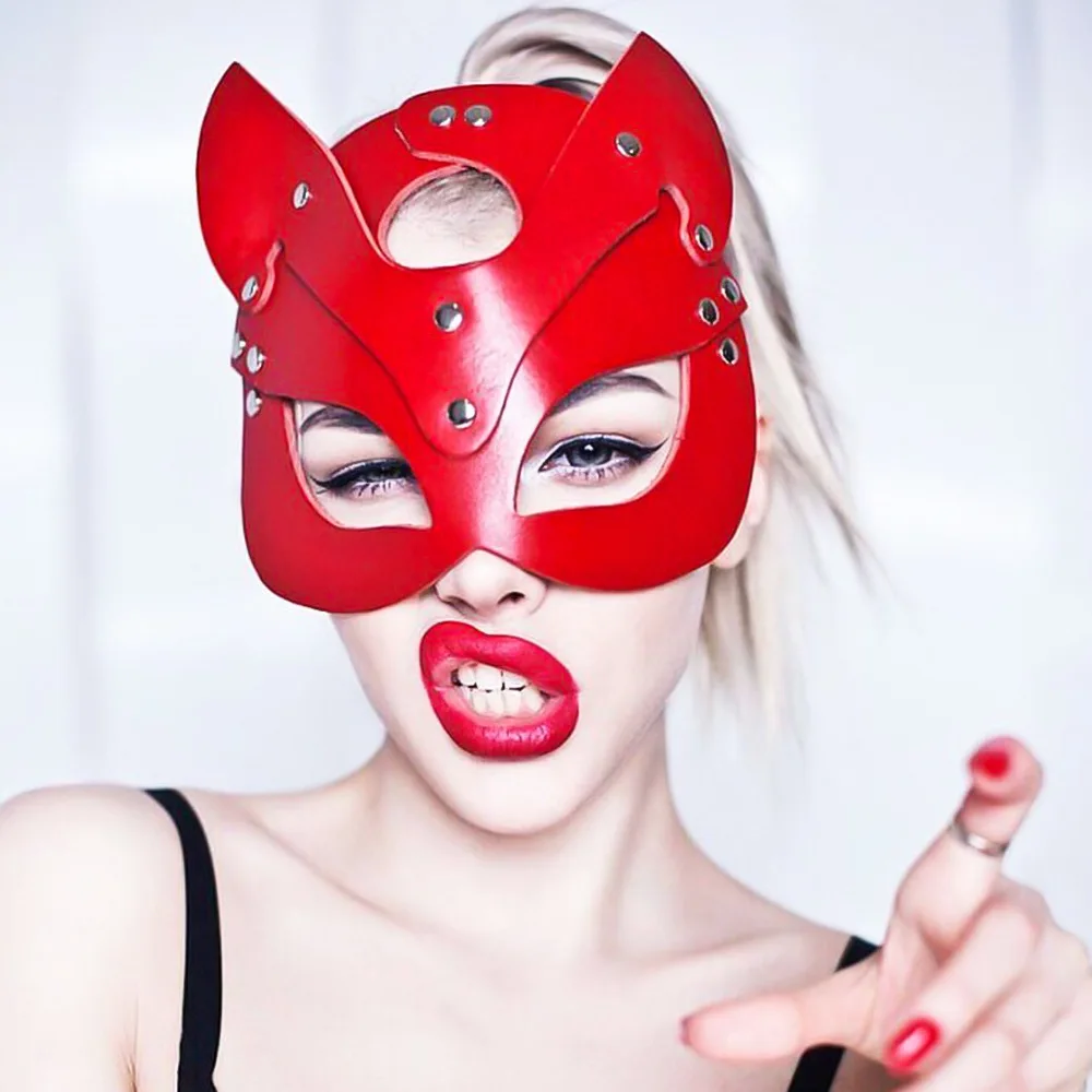 Women-Sexy-Exotic-Female-Leather-Mask-Half-Face-Fox-Cosplay-Halloween ...