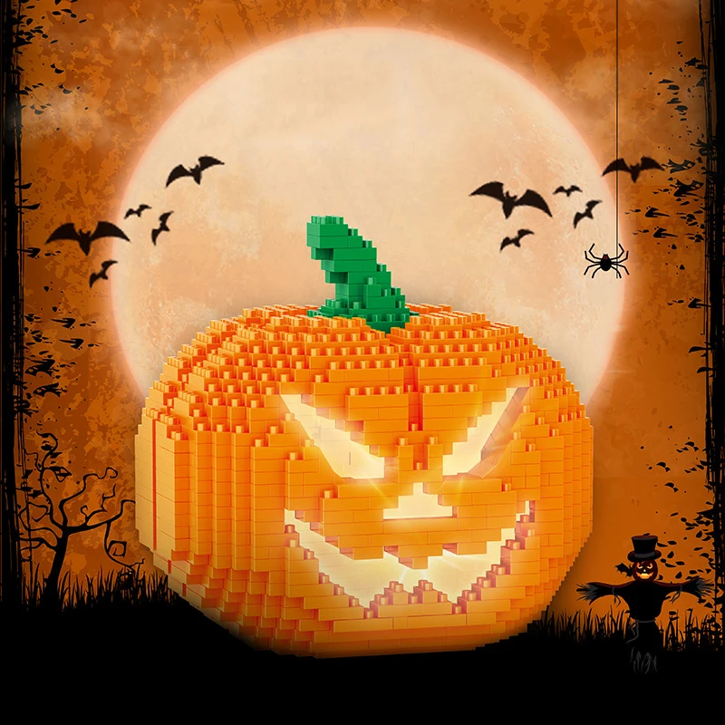 Jack-o-lantern-Diamond-Building-Block-DIY-3D-Halloween-Pumpkin-Micro ...