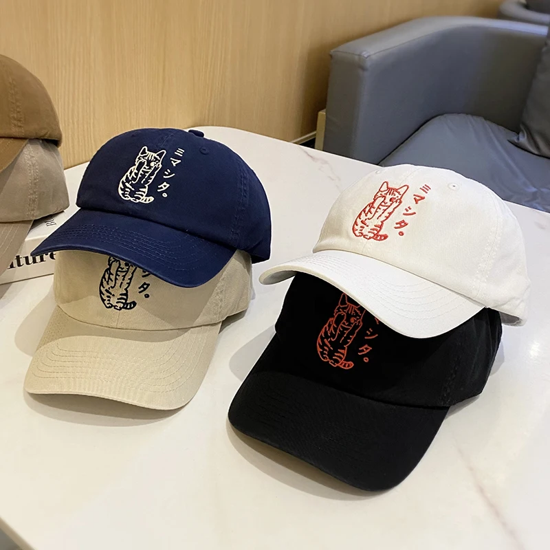 Cat-Embroidery-Cap-Women-Casual-Retro-Soft-Top-Personality-Baseball-Cap ...