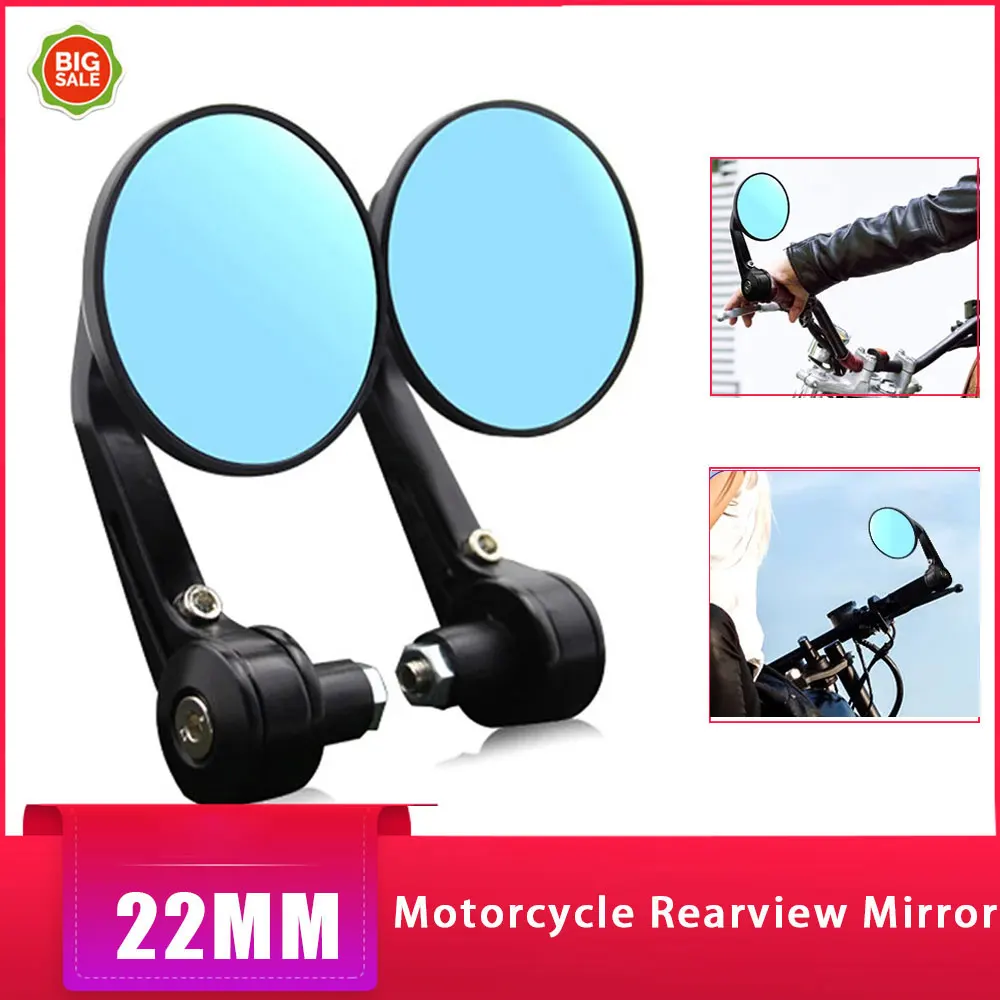 1Pair Motorcycle Mirrors Bar End Rearview Mirror for 22mm Handlebars ...