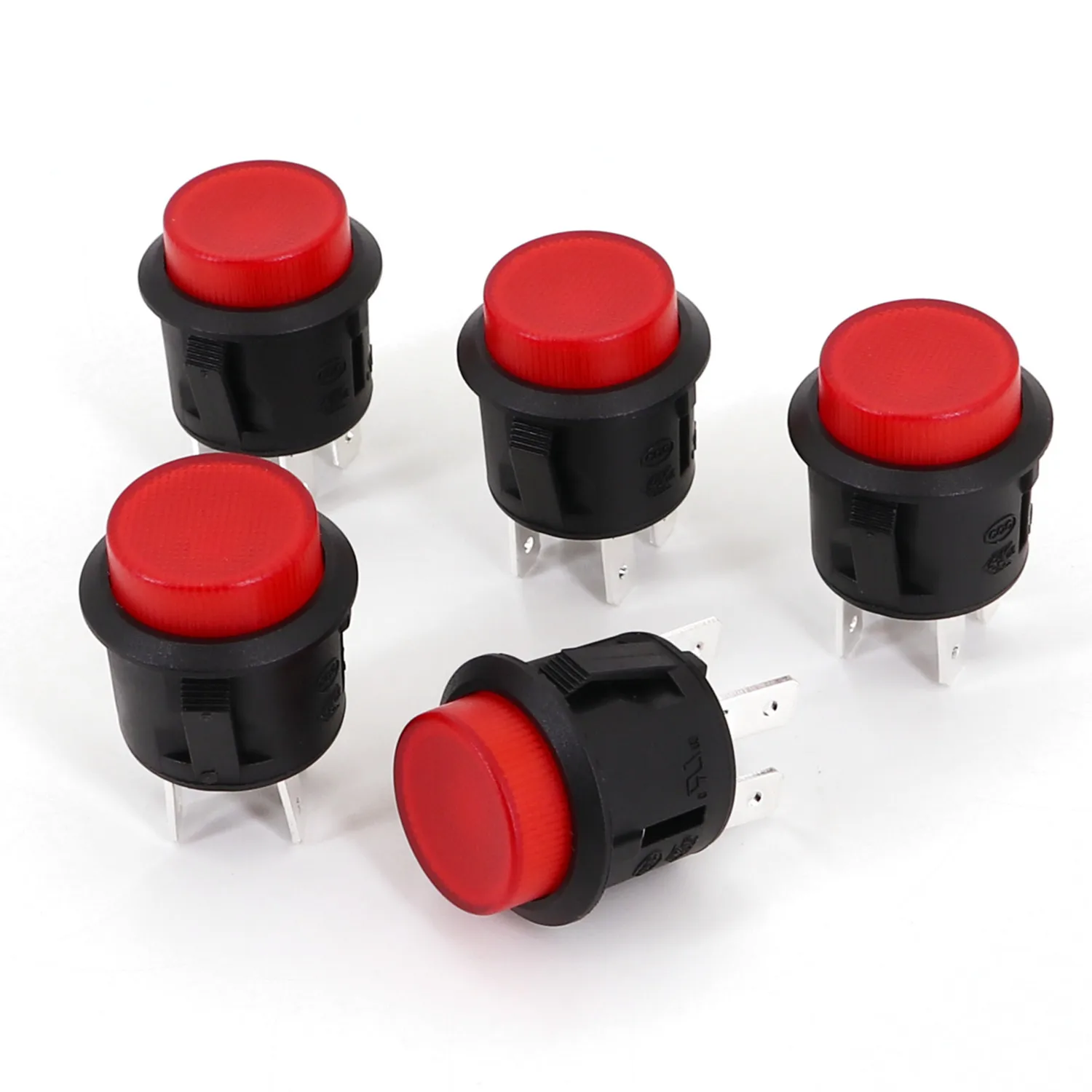 5Pcs-PB09A-4-Pin-Red-220V-Indicator-16A-ON-OFF-DPST-Round-Push-Button ...