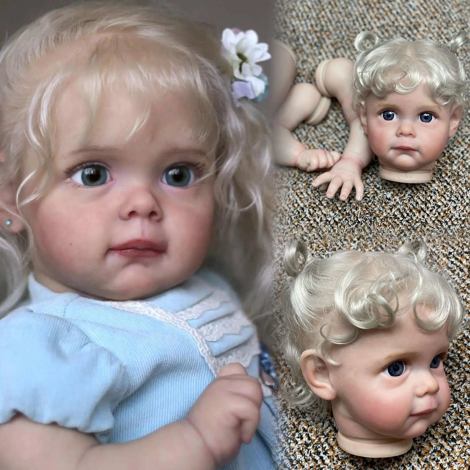 55cm Unassembled Maggie Reborn Doll Kits With Rooted White Hair 3D ...