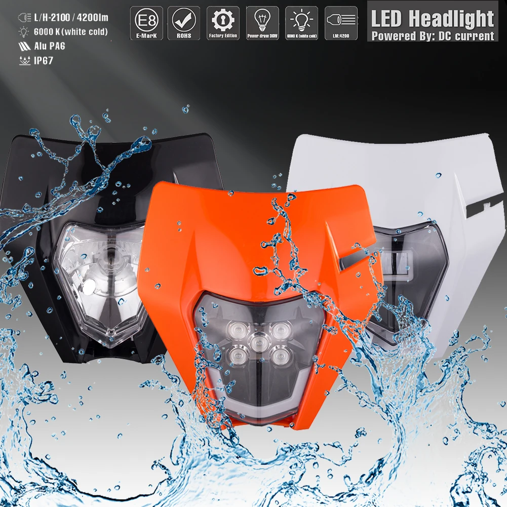 Motorcycle-LED-Headlight-Headlamp-Universal-Head-Light-For-KTM-EXC-EXCF ...