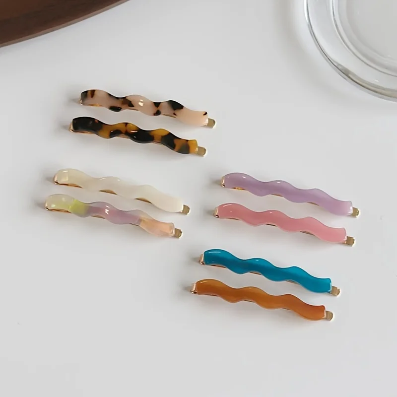 2pcs-set-Acetate-Hair-Clips-Simple-Cute-Wave-Geometric-Side-Pins ...