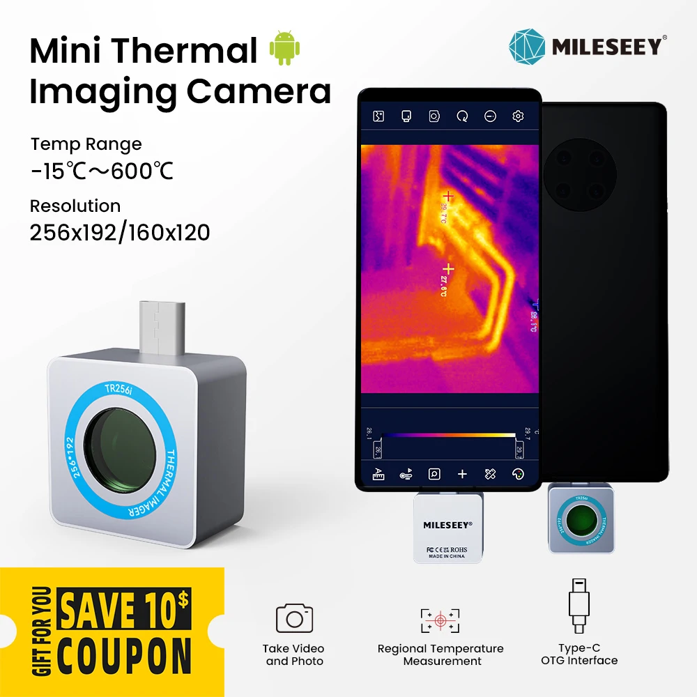 Mileseey TR256i TR160i Mini Câmera de Imagem Térmica 256x192 USB Tipo C ...