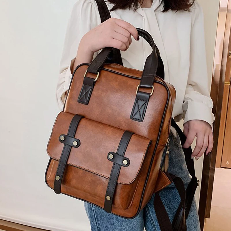 Fashion-New-Designer-High-Quality-Pu-Leather-Women-s-Backpack-Vintage ...