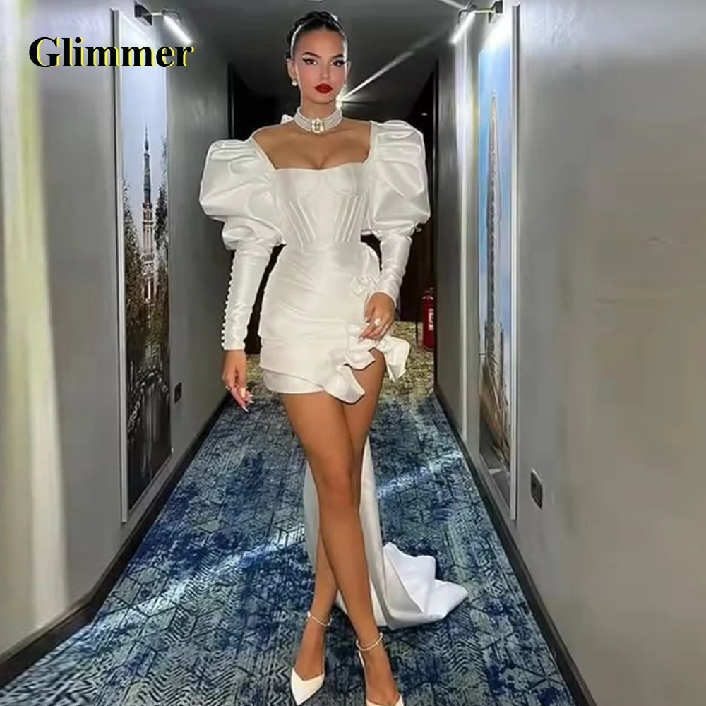 Glimmer Elegant Prom Dresses for Girls Square Neck Shawl Long Sleeves ...