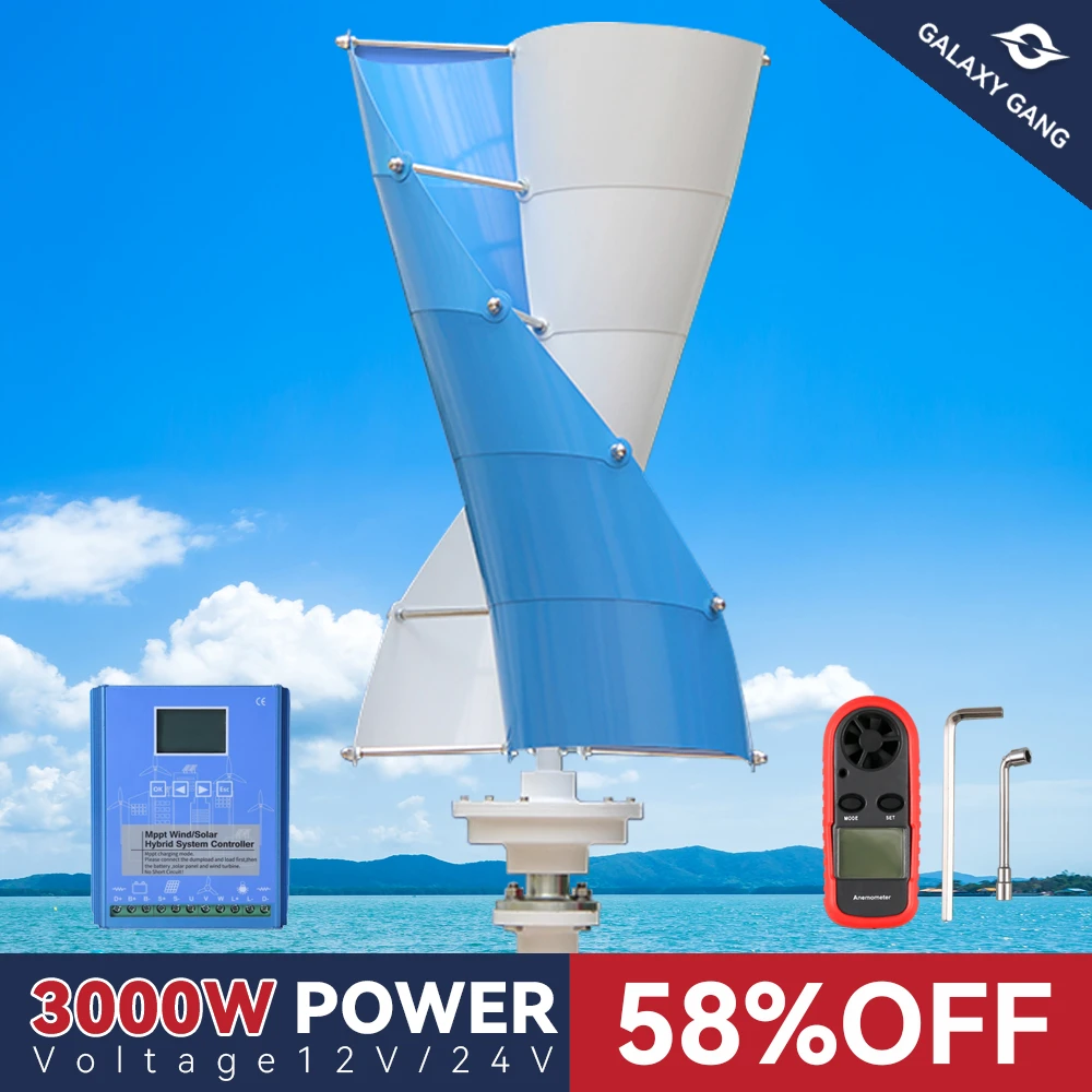 Spiral Wind Vertical Turbine Generators 2000w 3000w 12v 24v Alternative ...