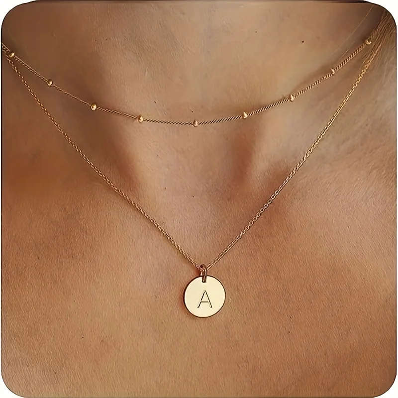Layered-Initial-Necklaces-for-Women-Gold-Plated-Letter-Necklace-Dainty ...
