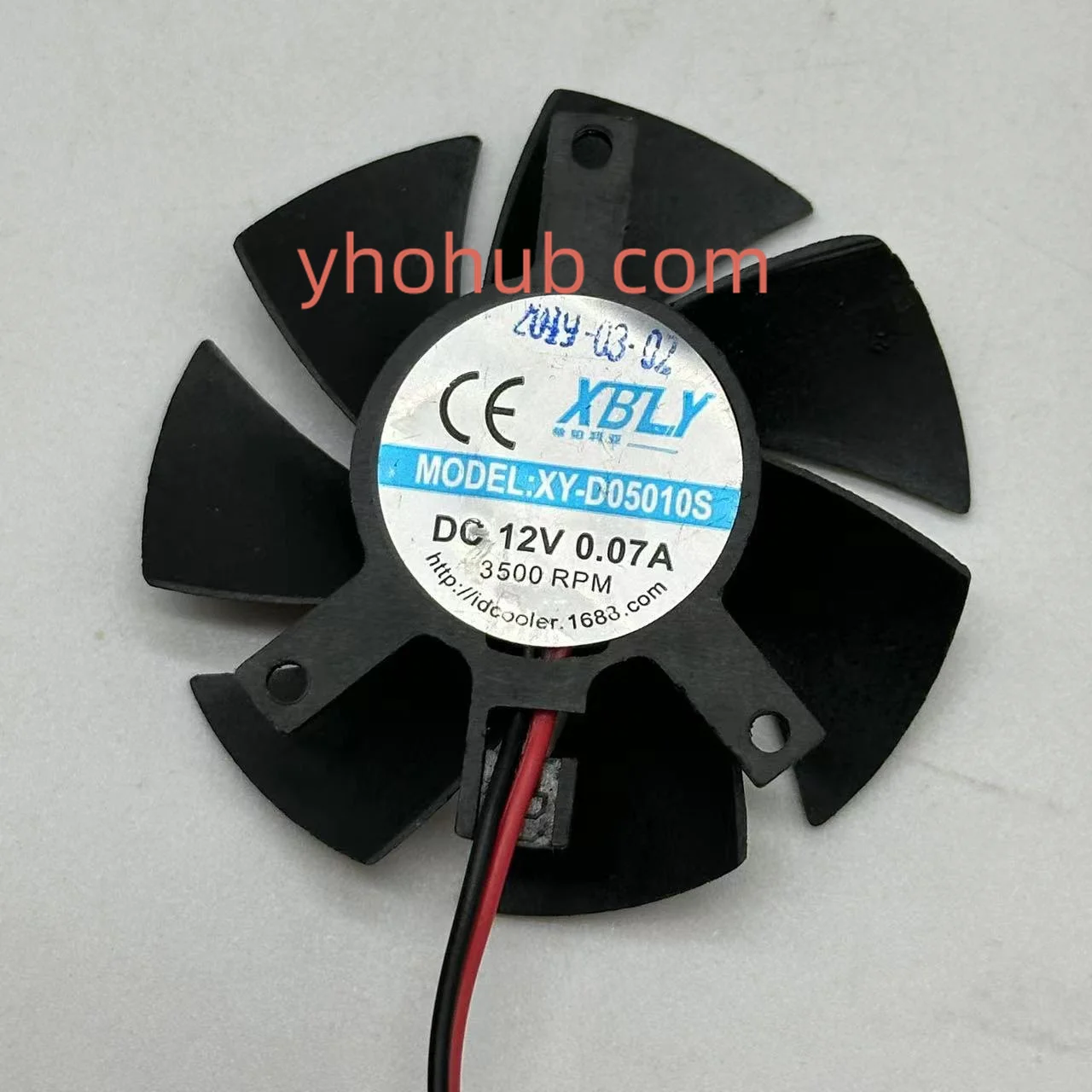 XBLY XY-D05010S DC 12V 0.07A Dia.47mm Hole 35-35-27mm 2-Wire Cooling ...