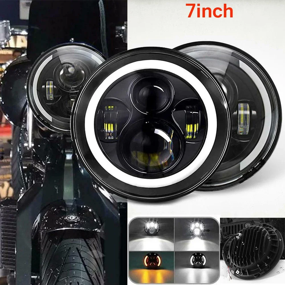 7-inch-moto-headlight-housing-light-lighthouse-angel-eyes-Projector ...