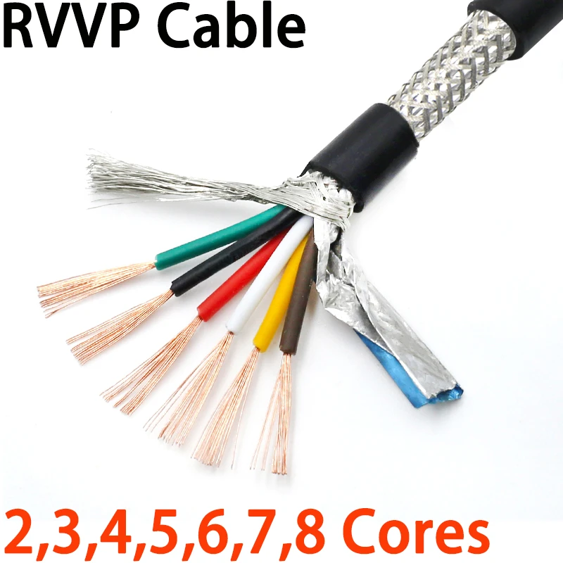 1 Meter 22 20 18 17 15 AWG RVVP Shielded Cable 2/3/4/5/6/7/8/10 Cores ...