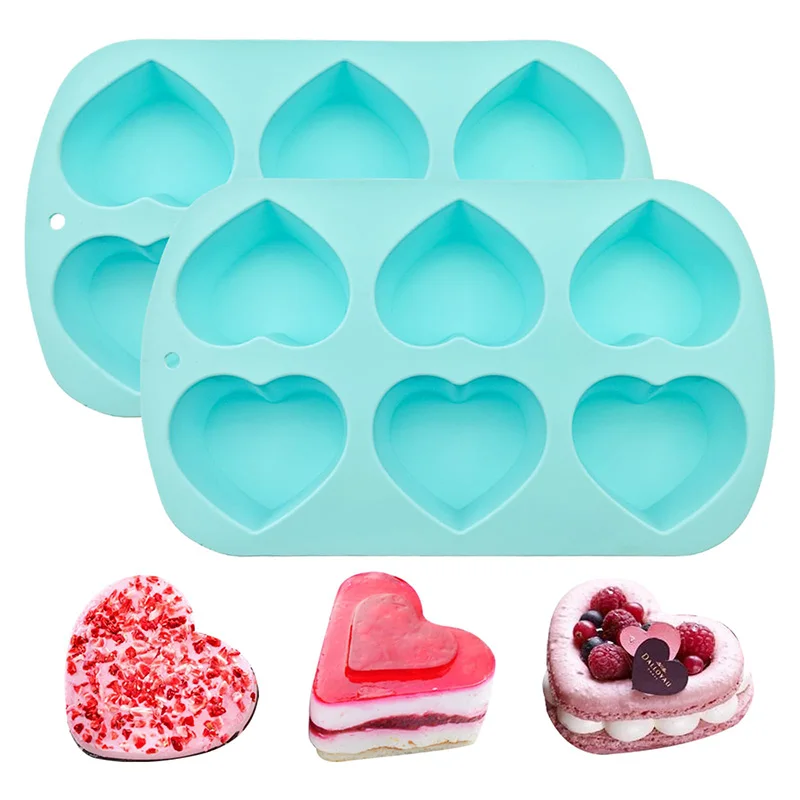 6 Cavity Heart Chocolate Silicone Molds Valentine's Day Heart Mold for ...