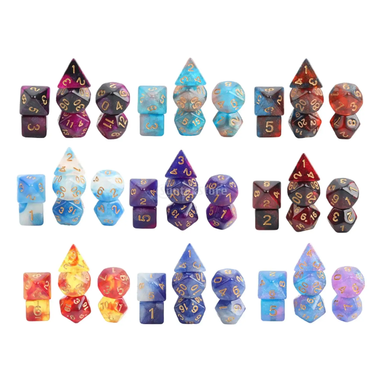 7/10pcs Polyhedral Dice Set D4 D6 D8 D12 D20 D10 Multi-sided Dices ...