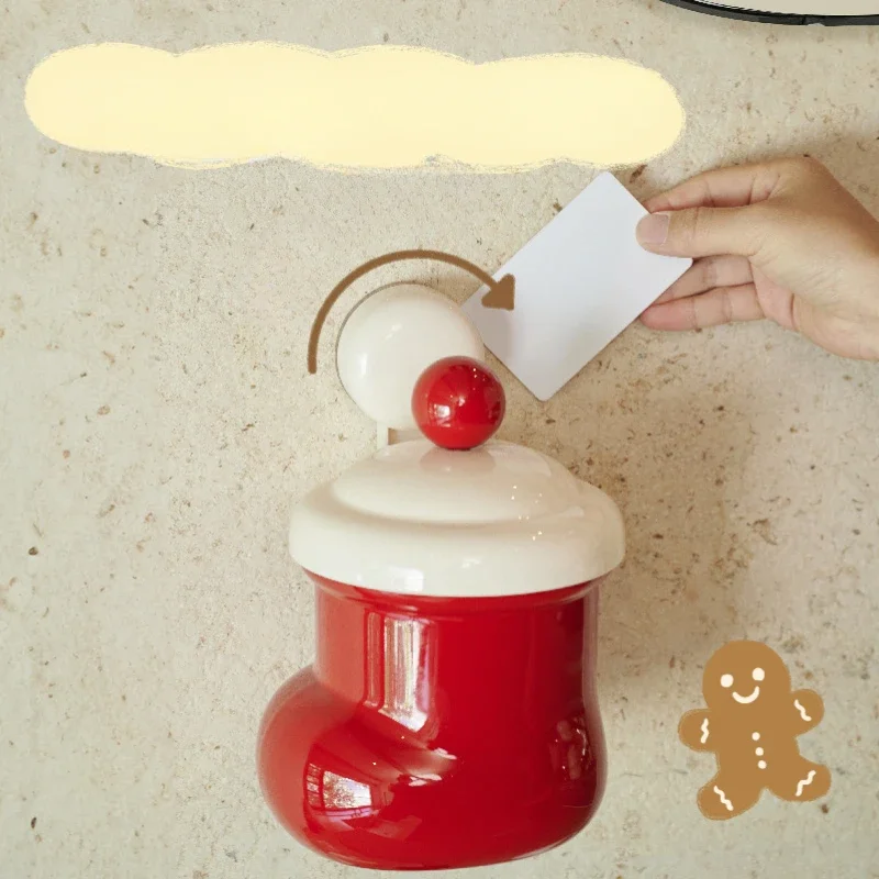 Cute-Waste-Bins-Christmas-Sock-Shape-Garbage-Bin-with-Lid-Wall-Mounted ...