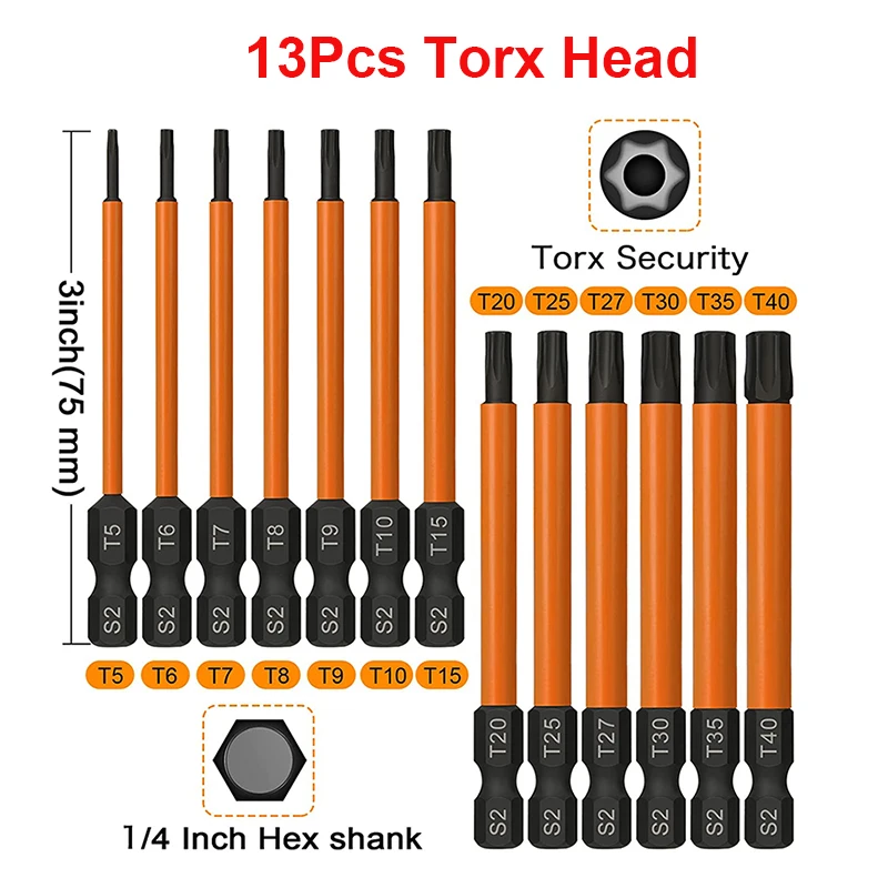 1/4 Inch Hex Screwdriver Bit Set Torx Pozidriv Security Driver Bits ...