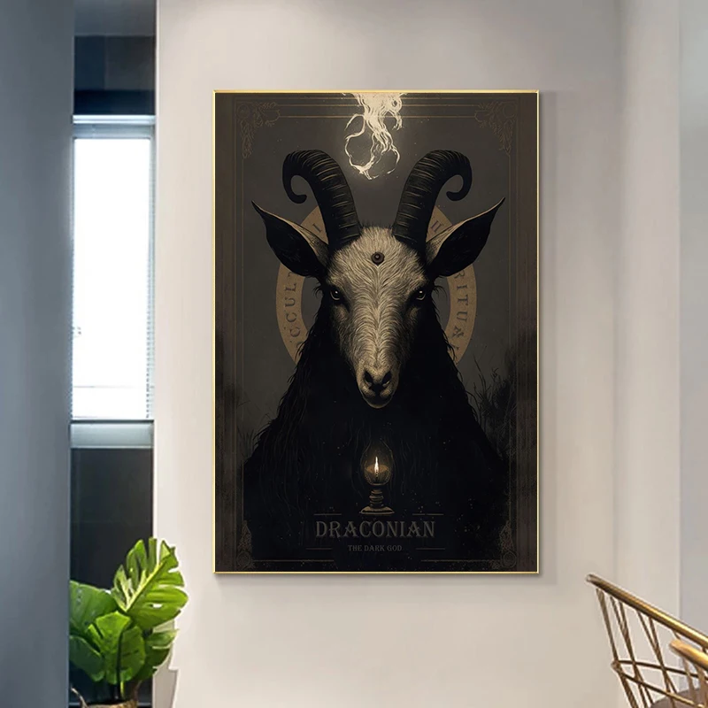 Gothic Art Occult Baphomet Poster Canvas Painting Poster and Print Wall ...