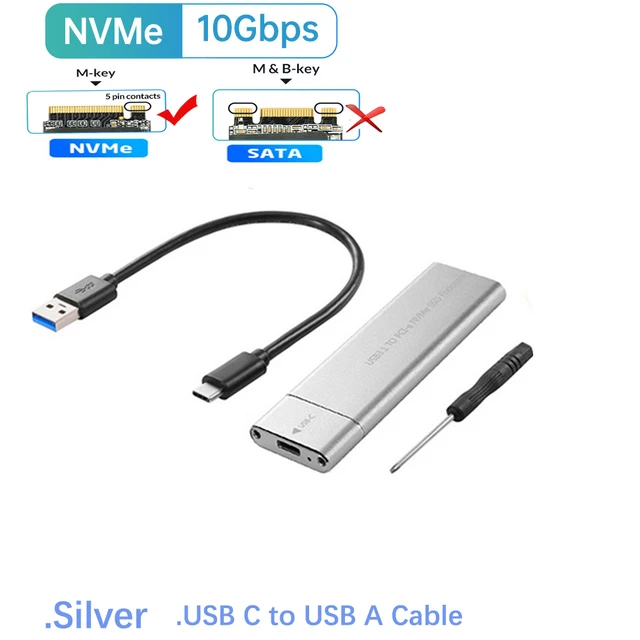 USB 3.1 to M.2 NVME PCIe SSD Enclosure, NVME M-Key to Type C Adapter ...