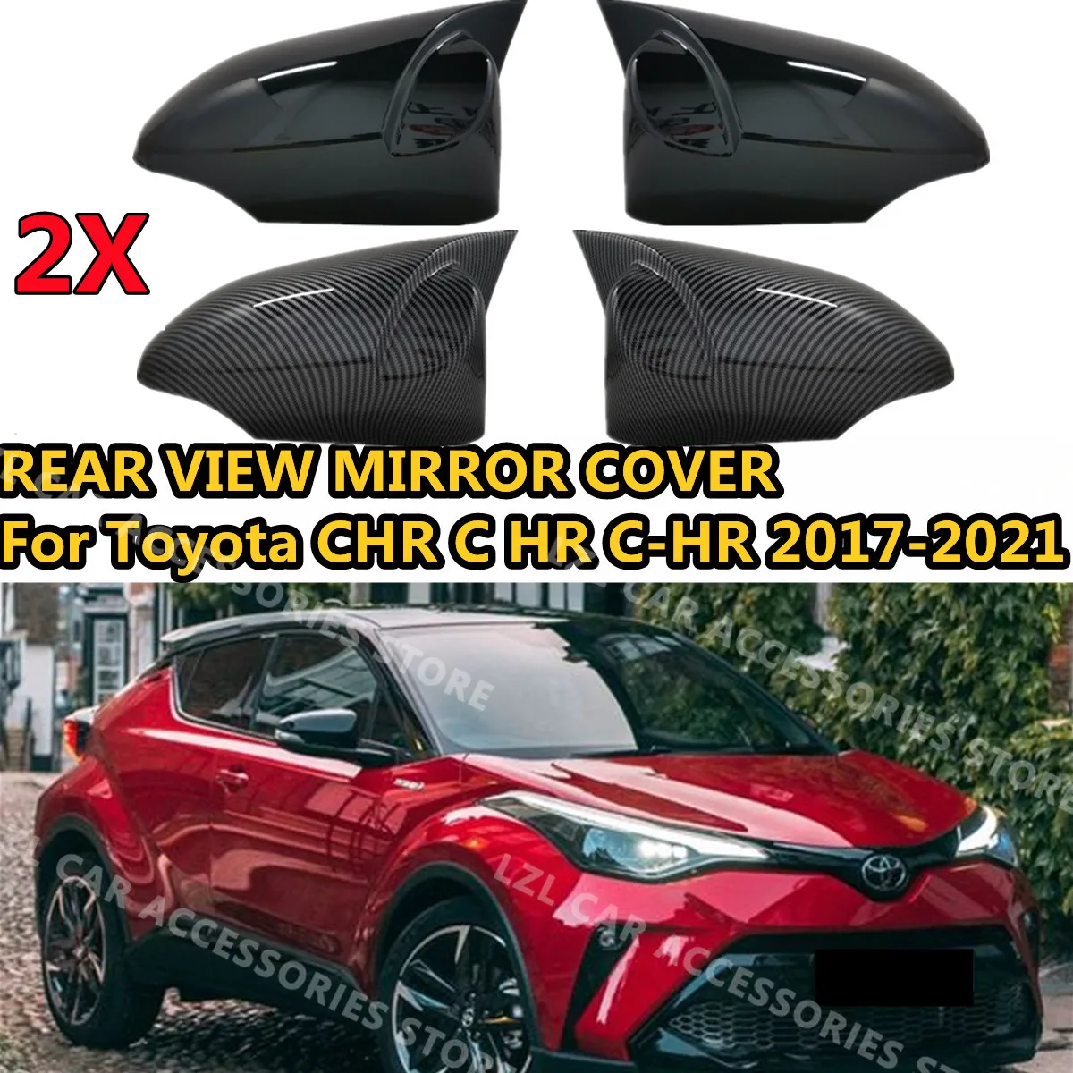 2X Side Rearview Mirror Cover Caps For Toyota CHR C HR C-HR 2017-2021 ...