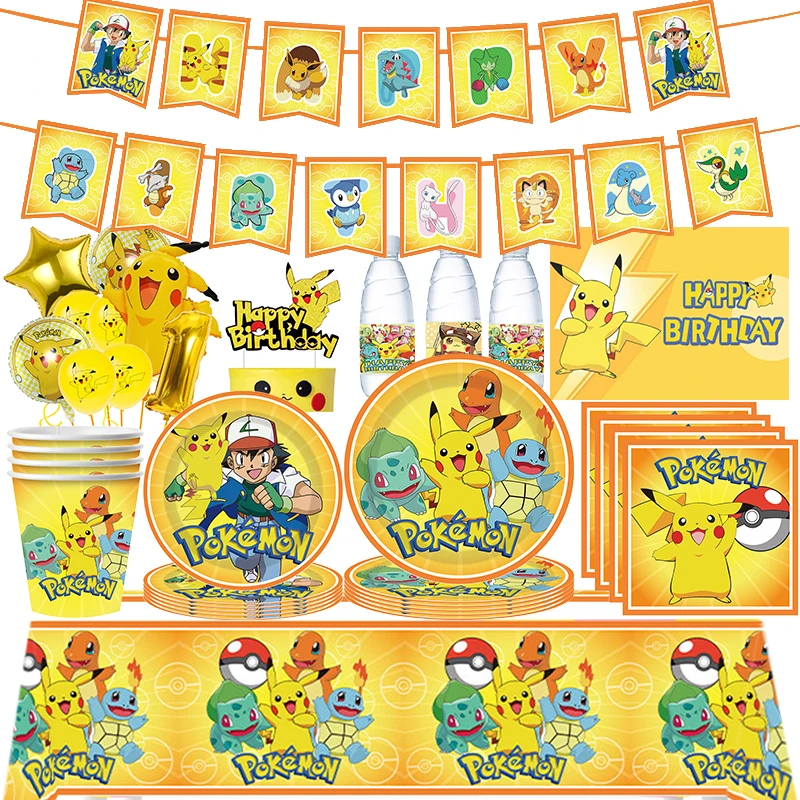 Decoraci-n-de-fiesta-de-cumplea-os-de-Pok-mon-Pikachu-vajilla-para-fan ...