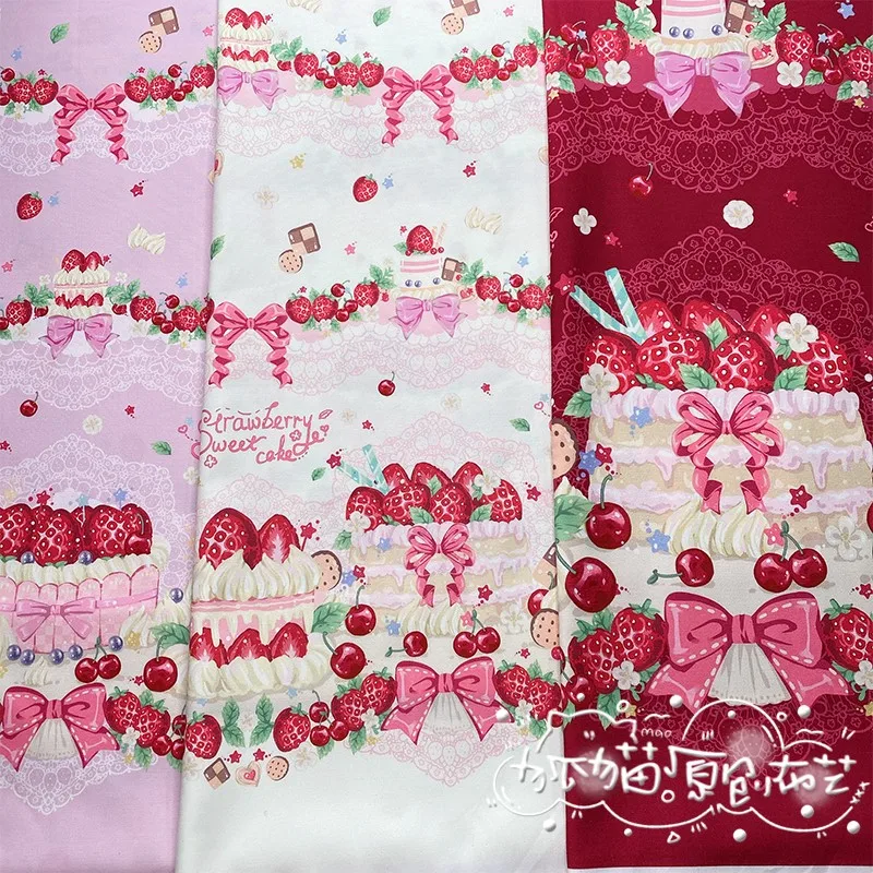 lovely-Lolita-Lace-Strawberry-Plant-Printing-Dress-fabric-DIY-handwork ...