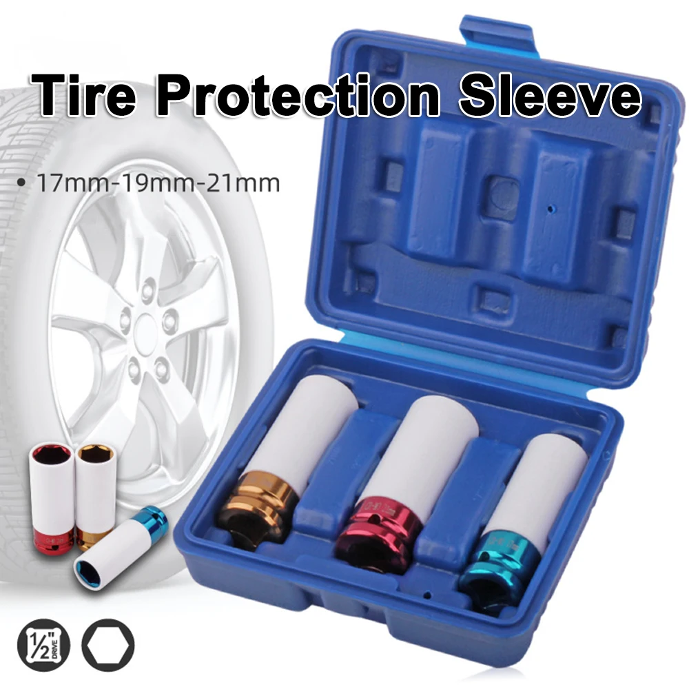 3Pcs 17/19/21mm Tire Hex Socket Colorful Sleeve Tire Protection Sleeve ...
