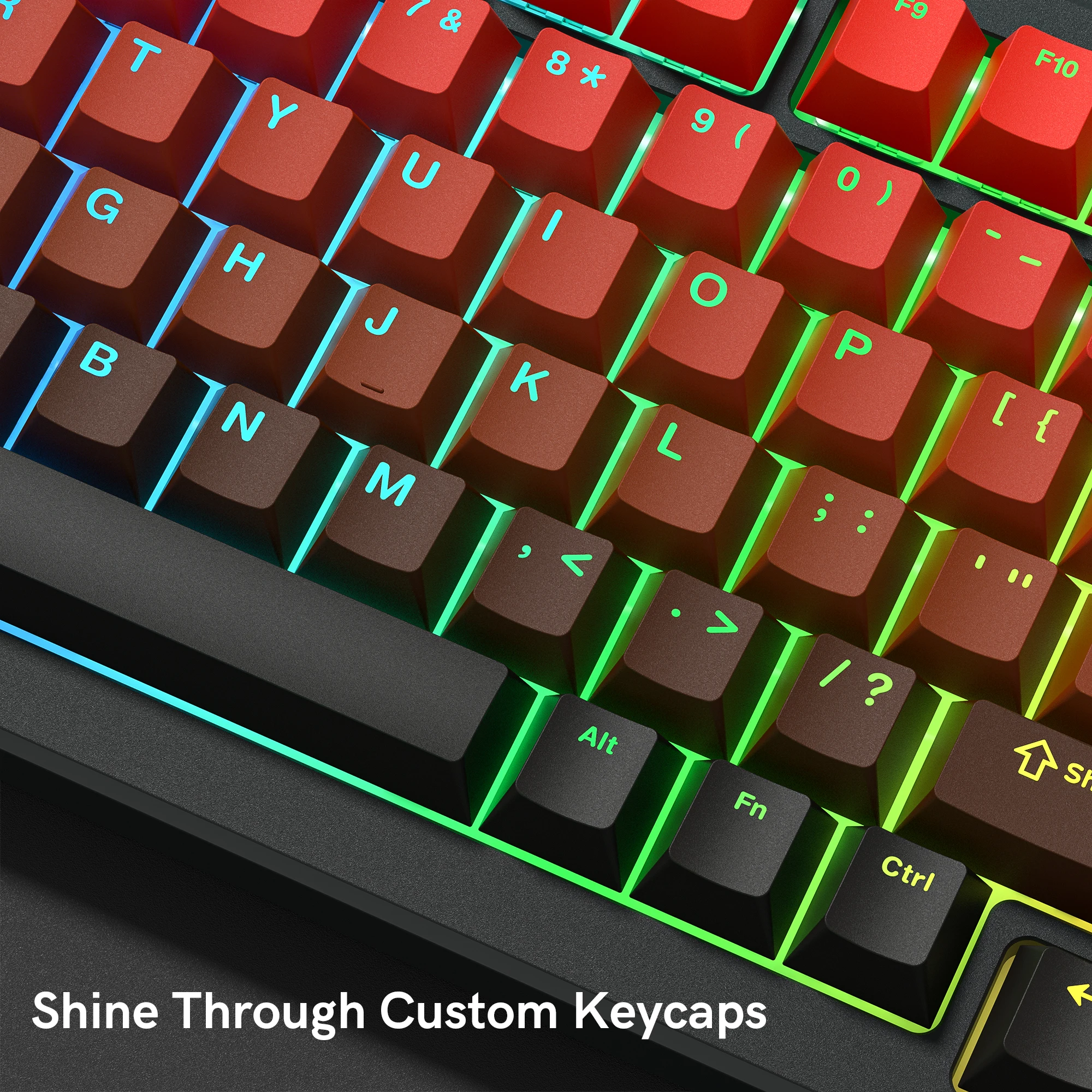Gradient Red Cherry Profile RGB Backlit Keycaps PBT Double Shot Shine ...