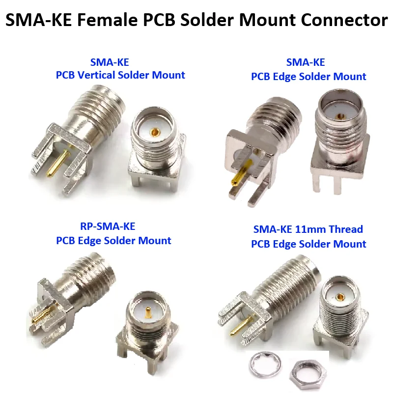 5PCS SMA-KE SMA Female PCB Edge/Vertical Solder Mount RF Connector ...
