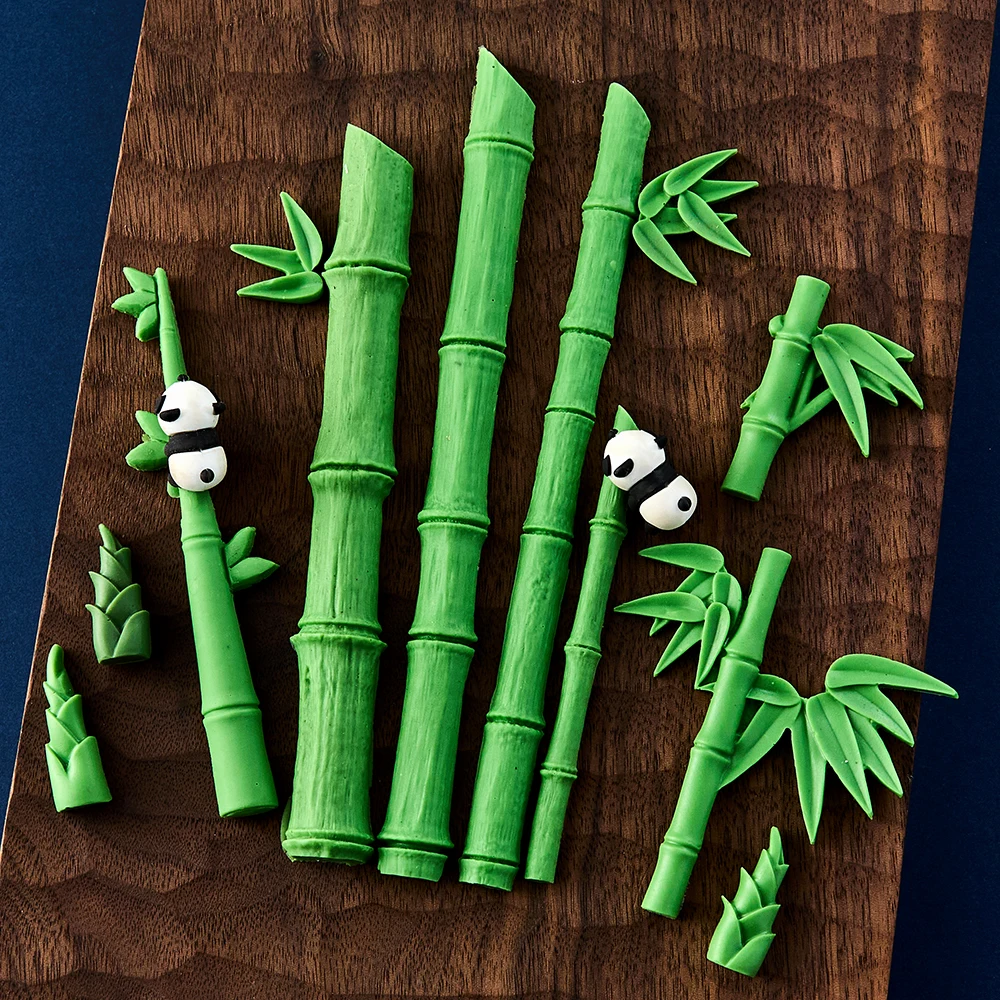 3d Panda Bamboo Pole Leaf Silicone Molds Baking Accessories Fondant ...