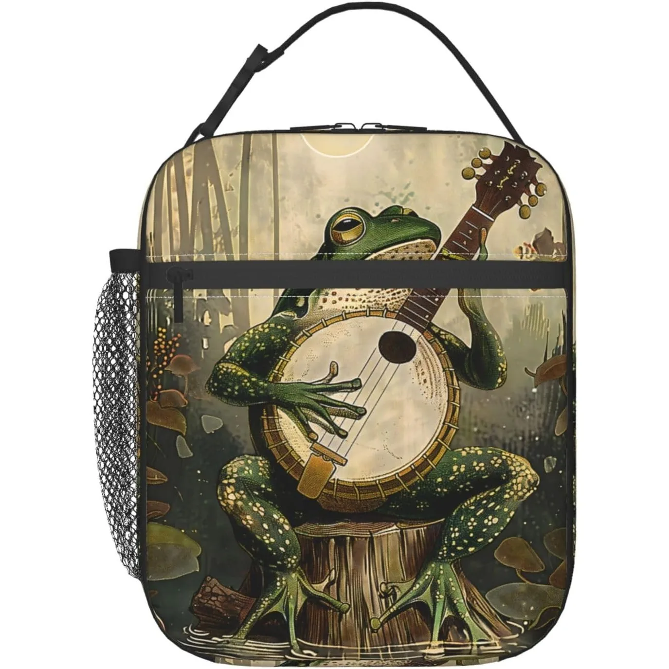 Frog Playing Banjo Lunch Box Whimsical Nature Insulated Bag for Student ...