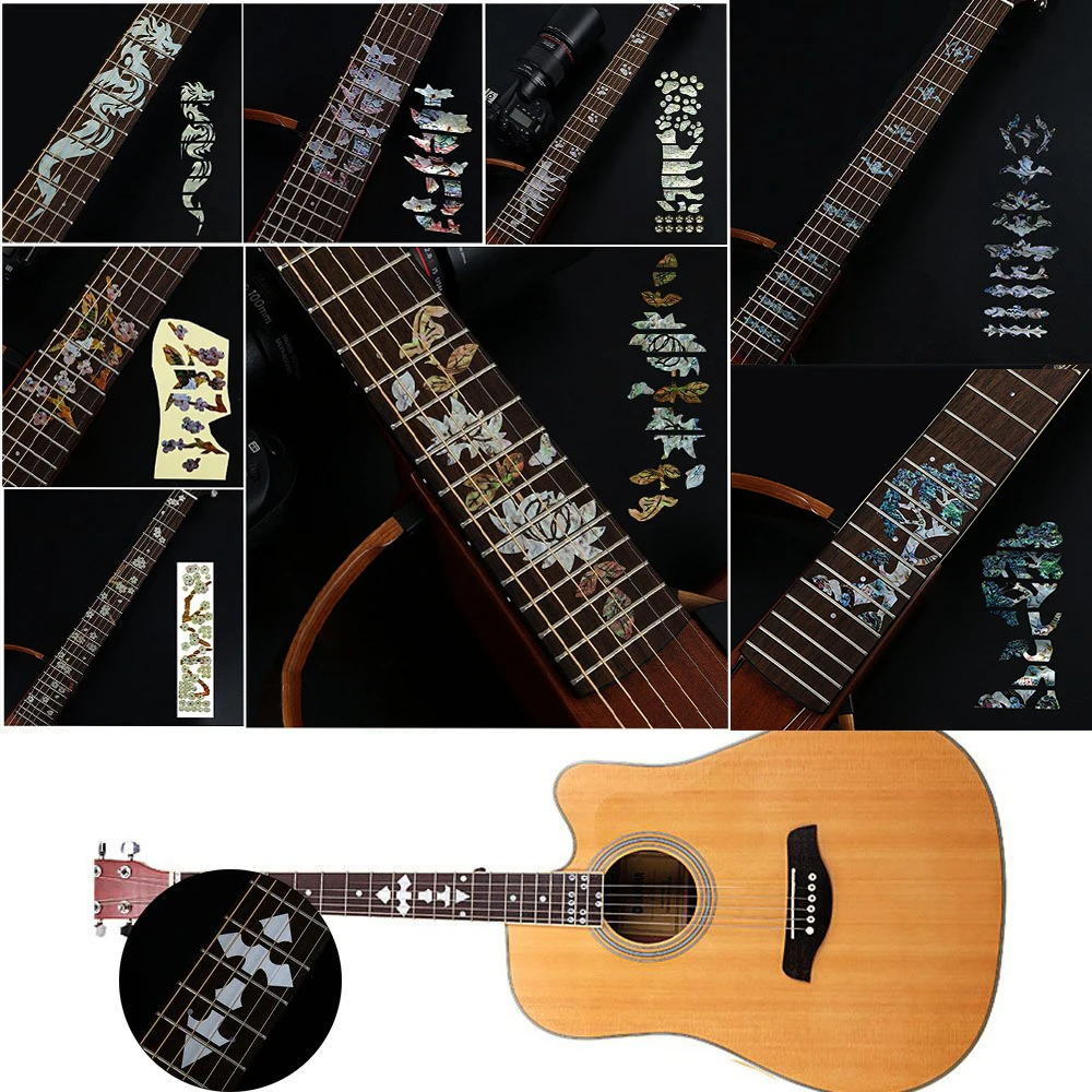 New Cross Inlay Decals Fretboard Sticker For Electric Acoustic Guitar ...